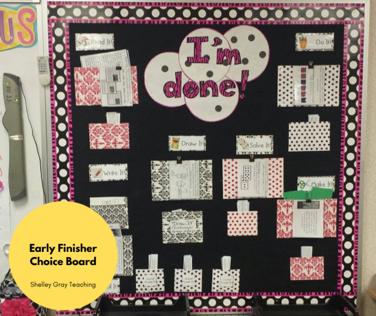 How to Create a Fun Choice Board for your Fast Finishers - Shelley Gray